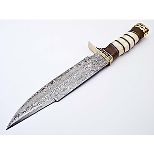 Custom Damascus Knife Hunting Knife | Best Outdoor Knife Camping Knife | Beautiful Burl Wood Handle