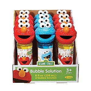 Little Kids Sesame Street Elmo & Cookie Monster 8oz Bubbles & Wand Character Party Favor Pack, 12 Pack,Red/Blue