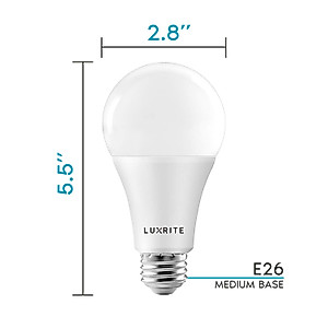 LUXRITE A21 LED Bulbs 150 Watt Equivalent, 2550 Lumens, 3000K Soft White, Dimmable Standard LED Bulb 22W, Energy Star, E26 Medium Base - Indoor and Outdoor (2 Pack)