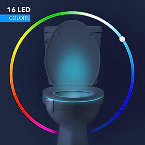 Clear Rear Bidet Attachment & LumiLux Toilet Light (1 pack) - Transform Your Bathroom with Self-Cleaning Dual Nozzle Bidet - Enhance Ambiance with 16-Color LED Motion-Sensing Toilet Bowl Light