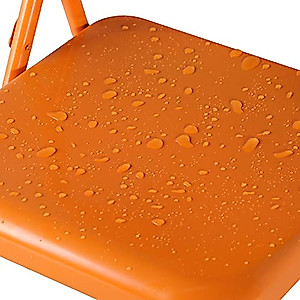 VECELO Metal Frame Folding Hold Up to 350 Pounds, Mounted Steel Chairs with Triple Braced & Double Hinged Back for Home Office, Set of 4, Orange