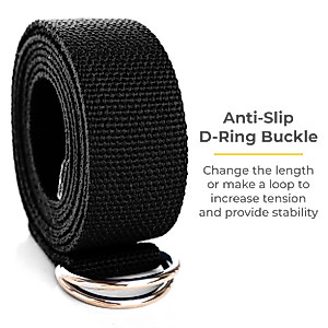 Sunshine Yoga 10-Pack Yoga Strap, 8-Foot Yoga Straps With Anti-Slip D-Ring Buckle, Adjustable Leg Stretching Strap for Muscle and Hamstring Stretch, Exercise Strap for Schools and Studios, Black