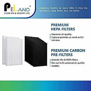 115115 Replacement Filter A, 116130 Replacement Filter H, Compatible with Winix C535,PlasmaWave Air Purifier 5300 6300 5300-2 5500-2 6300-2 P300 Plasma wave Air Purifier - 2 HEPA + 8 Carbon Filters