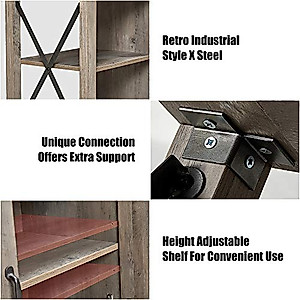 Amerlife 68" TV Stand Wood Metal TV Console Industrial Entertainment Center Farmhouse with Storage Cabinets and Shelves for TVs Up to 78", Rustic Gray Wash