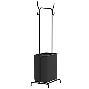 Waktavel Laundry Cart with Hanging Rack, Freestanding Laundry Hamper with Clothing Rack, Laundry Sorter with Hanging Bar and 2 Side Hook for Living Room Bedroom Entrance