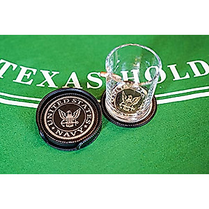 USN Coasters Set - 4 Navy Drink Coasters for Home, Bar, Office or Car (Navy)