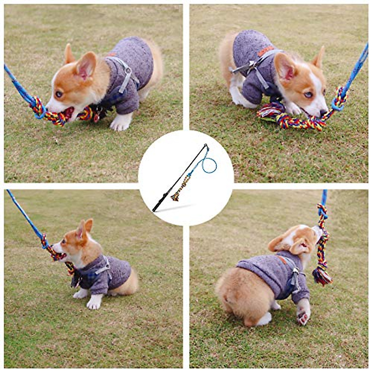 DIBBATU Flirt Pole for Dogs Interactive Dog Toys for Large Medium Small Dogs Chase and Tug of War, Dog Teaser Wand with Lure Chewing Toy for Outdoor Exercise & Training.