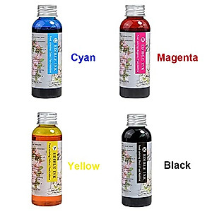 Topwang 4 Colors 100ML/Bottle Food Grade Bakey Ink refillable for Canon PGI-250 PGI270 PGI-280 Ink Cartridges Ca ke Ink C AKE Maker Print on Sugar Paper/Frosting Icing Sheet, Black,Cyan,Mageta,Yellow