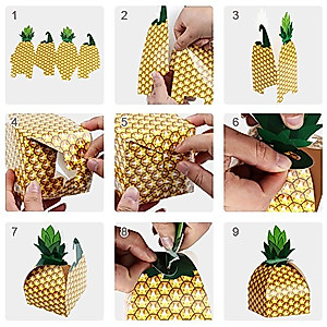 OurWarm 24pcs Pineapple Favor Boxes 3D Large Pineapple Gift Boxes Tropical Hawaiian Luau BBQ Summer Beach Pool Fruit Party Decorations