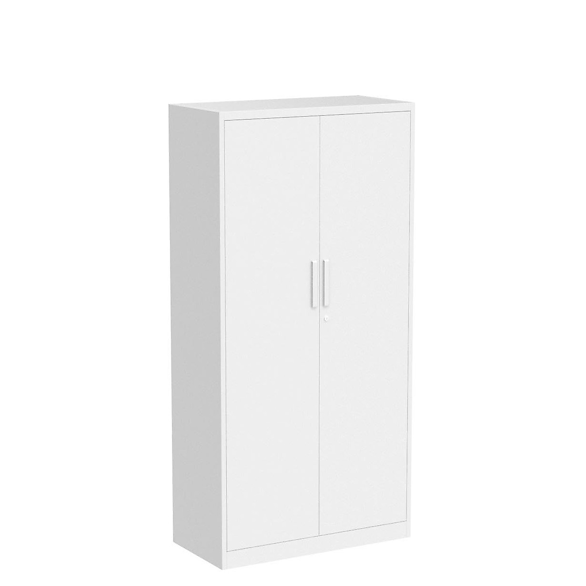 MIIIKO Steel Wardrobe Cabinet with 2 Doors, White Metal Locker Cabinet for Storage with Hanging Rod and 4 Shelves, Lockable Metal Closet Cabinet for Bedroom, Cloakroom and Home Office