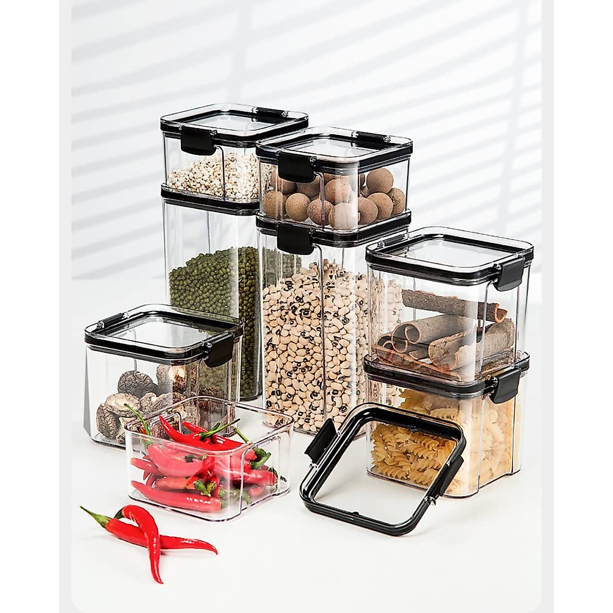 XBWEI 4pcs Kitchen Containers Seasoning Box Organizer Storage Jars for Cereals Jar for Bulk Jars with Lid