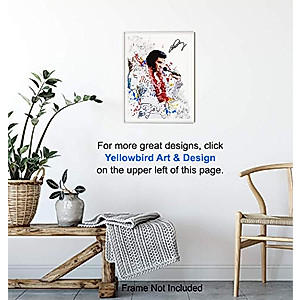 Elvis Las Vegas Wall Art Decor - Bedroom, Bar, Family or Living Room, Home, Apartment or Office Decoration Poster Print - Fab Gift for Country Music or Graceland Fans - 8x10 Unframed Picture