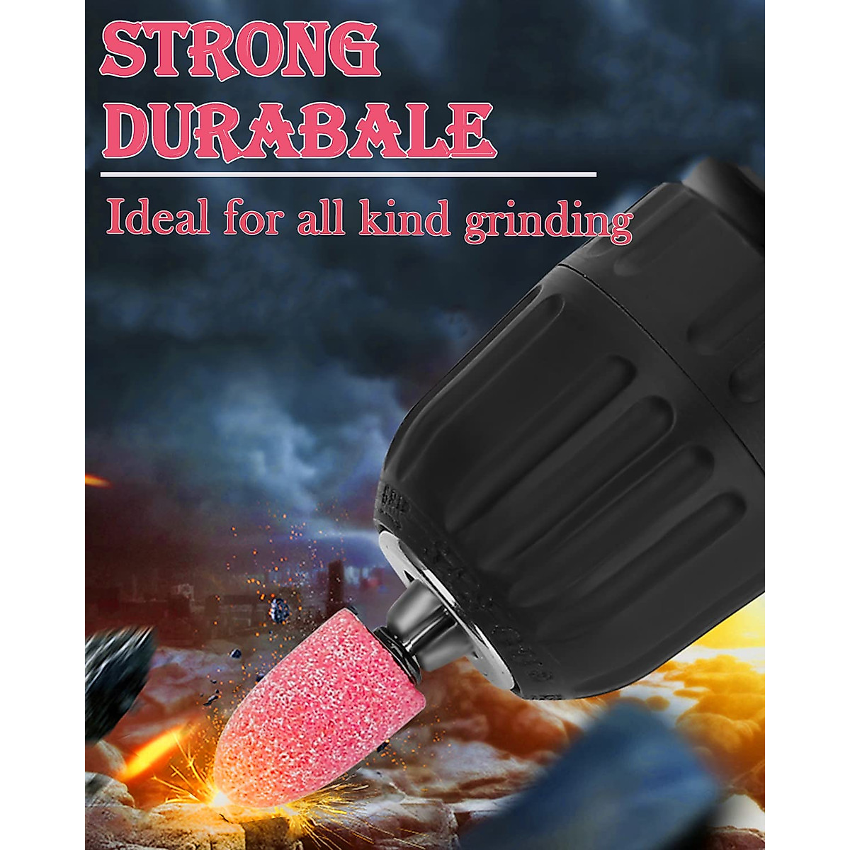 SHITIME 72 Pack Grinding Stone Set 1/8" Shank, Sanding Drill Bit for Rotary Tool Flap Wheel for Grinding, Polishing, Deburring Ferrous Metal(12/10/8/6/5/4mm Bullet Shape)