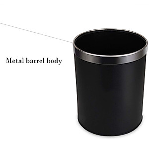 WUHE Trash Bins Black Stainless Steel Trash Can,touchless,for Bedroom/Living Room/Office,Thickened,Open Top Trash Can,Wastebasket,Garbage Container Bin Trash can Pretty
