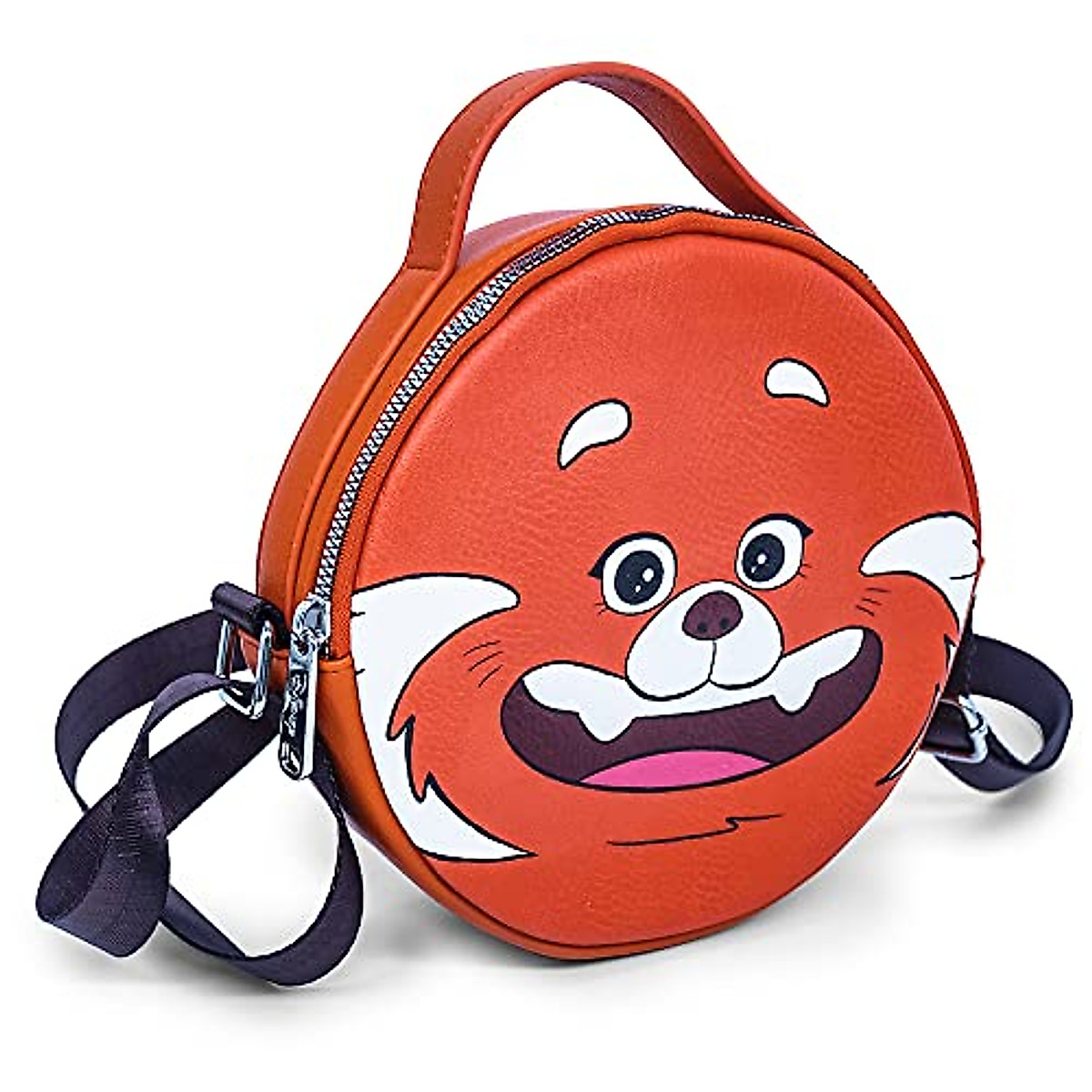 Disney Bag, Cross Body, Round, Pixar, Turning Red, Red Panda Mei Smiling Face Close Up, Vegan Leather
