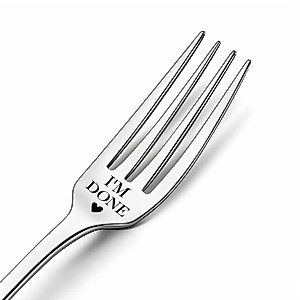 WHING Funny I'm Done Engraved Stainless Steel Tableware Fork, Best Gifts for Co-Worker, Classmate Daughter, Retirement Graduation 8 x 1.8 x 0.2