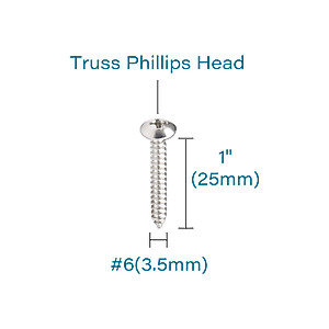 100Pcs #6 x 1" Truss Head Phillips Wood Screws Stainless Steel 304 Self Tapping Screws | by IMSCREWS