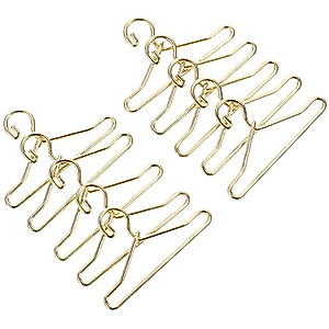 Healifty 50pcs Mini Doll Clothes Hangers Gold Dollhouse Clothes Doll Gown Dress Outfit Holder Metal Miniature Clothes Stand 40mm