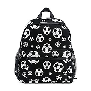 Selerdon Kid's Toddler Backpack Sport Football Black Background Schoolbag for Cute Boys Girls, Daycare School Children Kindergarten Bag Preschool Nursery Travel Purse Bag