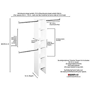 ClosetMaid 4867 SuiteSymphony 12-Inch Starter Tower Kit, Pure White