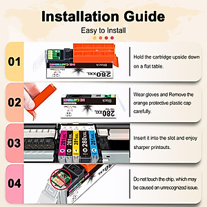 Miss Deer Compatible 280 281 Ink Cartridge for Canon PGI-280XXL CLI-281XXL PGI280XXL CLI281XXL Work with Pixma TR7520 TR8520 TS6120 TS6220 TS8120 TS8220 TS9120 TS9520 (1PGBK, 1BK, 1C, 1M, 1Y) 5 Pack