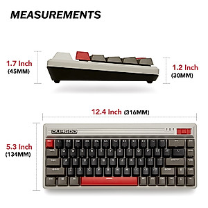DURGOD Fusion Mechanical Retro Keyboard | 65% Layout | Wireless 2.4 GHz, Bluetooth 5.0, USB C | Doubleshot PBT | Up to 40 Days Battery Life | Windows, Android, iOS (Cherry MX Brown, Steam)