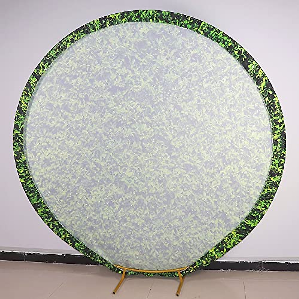 Canessioa 7.2x7.2ft Green Leaf Round Backdrop Cover Nature Greenery Leaves Wall Round Backdrop Spring Easter Party Baby Shower Bridal Shower Wedding Birthday Party Circle Backdrop Cover Polyester