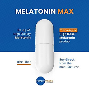 High Dosage Melatonin 60mg,Melatonin Max Ensures an Ample Supply of This Important Hormone, 60 Capsules