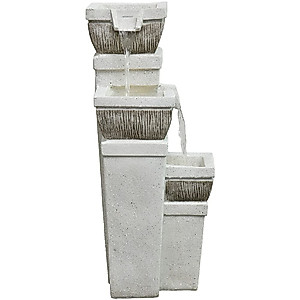 29.5-in. 3-Tier Tri-Column Indoor or Outdoor Garden Fountain with LED Lights for Patio, Deck, Porch