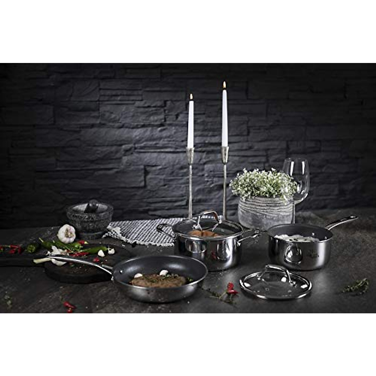 Kuhn Rikon Peak Non-Stick Saucepan with Glass Lid, 7.05 inch/18 cm