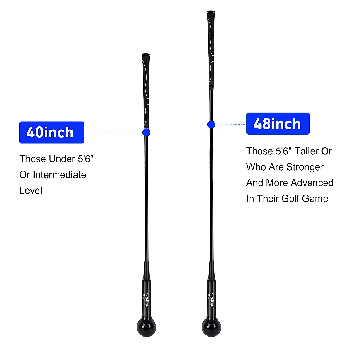 Balight Golf Swing Trainer Aid and Correction for Strength Grip Tempo & Flexibility Training Suit for Indoor Practice Chipping Hitting Golf Accessories (40 Inches, Black)