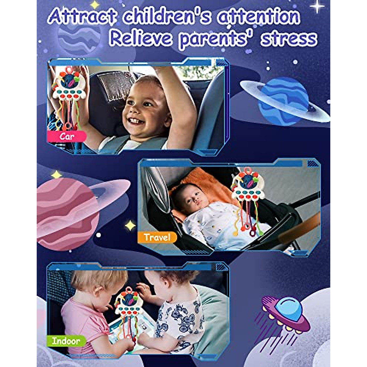 Montessori Toys for 1 Year Old, Baby Sensory Toys 6-12-18 Months, Octopus Silicone Pull String Learning Toys, Bath Travel Teething Toys for Toddlers 1-3, Christmas Birthday Gifts for Boys and Girls