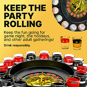 Fairly Odd Novelties Shot Glass Roulette - Ultimate Drinking Game for Adults - 16pcs Red/Black Set for Party, White Elephant, Adult Game Nights - Spin & Sip with Laughter!