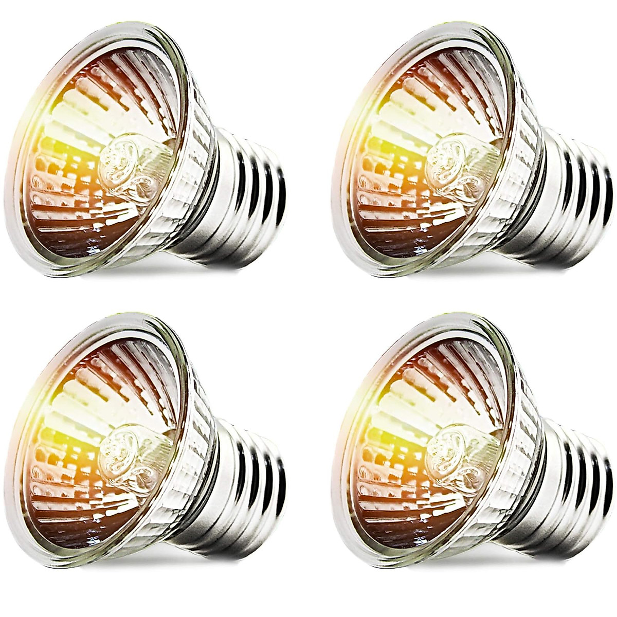 CALPALMY 4-Pack 25W UVA+UVB Reptile Heat Bulbs - Heat and Light for Reptiles and Amphibian Tanks, Terrariums and Cages - Works with Turtle Lizard Various Amphibian Terrarium Heat Lamp Fixtures