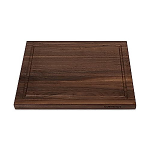 CONSDAN Black Walnut Butcher Block Cutting Board with Invisible Inner Handles, USA Grown Hardwood, 1" Thick, 16" L x 12" W