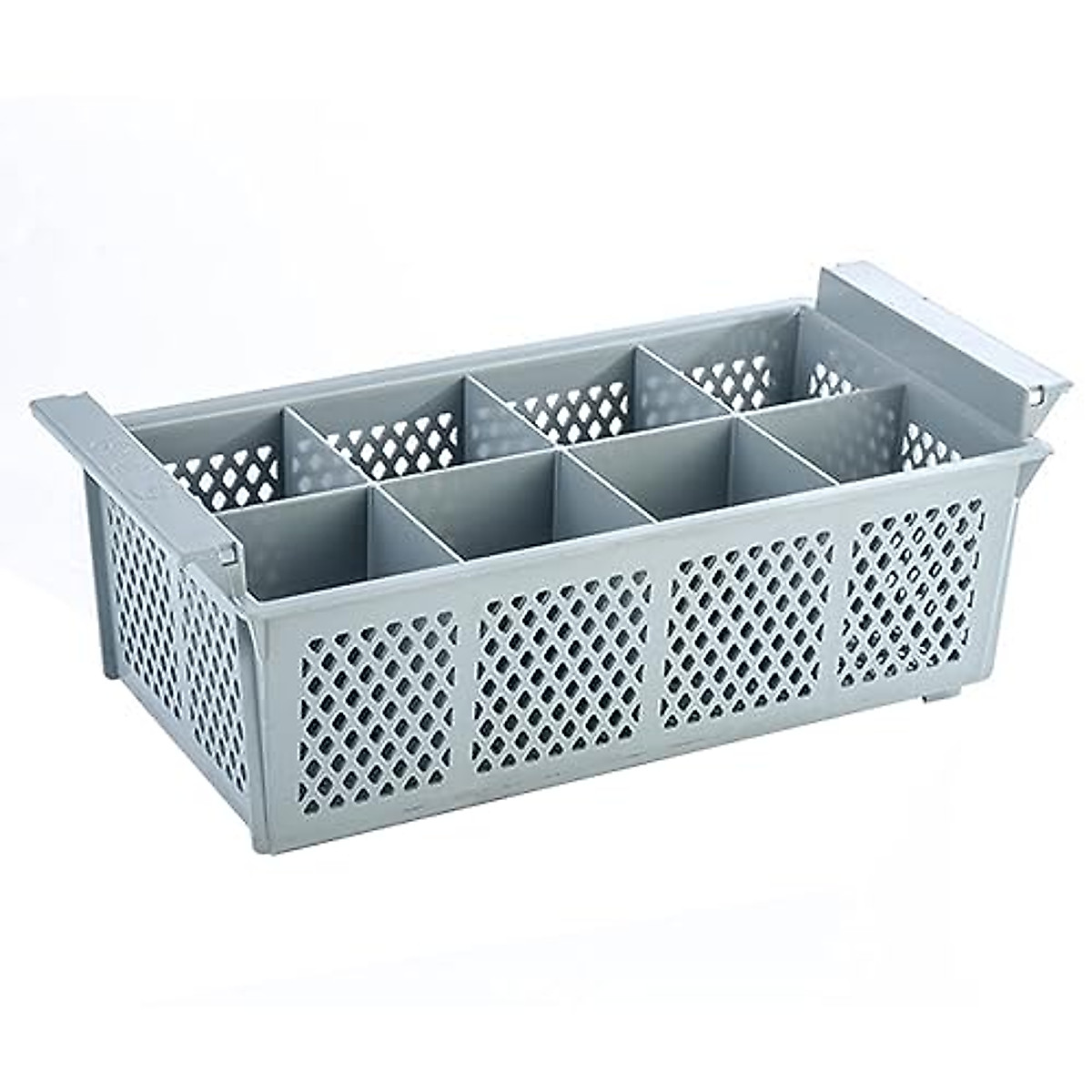 benbigbee 8 Compartment Flatware Baske, Plastic Cutlery Utensil Holder Storage Organizer Caddy for Kitchen Countertop Organization - Holds Fork, Knife, Spoon (Grey)