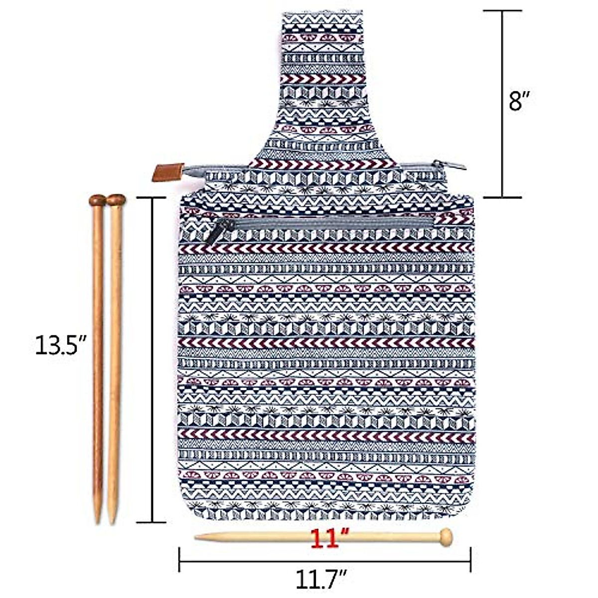 Teamoy Knitting Bag, Portable Yarn Tote Project Bag for Knitting Needles, Yarn and Crochet Supplies, Perfect Size for Knitting on The Go, Bohemian