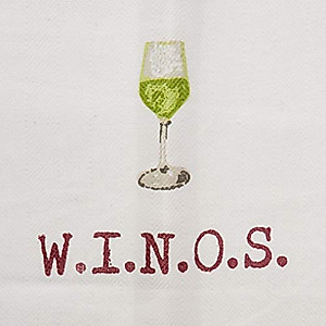Mud Pie Wine Hand (Winos) Dish Towel, White