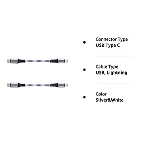 [Apple MFi Certified] Short USB-C to Lightning Cable (2Pack 8Inch), TypeC to Lightning Fast Charger Nylon Braided Fast Data Syncing Cable for iPhone/iPad/Airpods/PowerBank/ChargingStation Silver&White