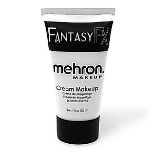 Mehron Makeup Fantasy FX Cream Makeup | Water Based Halloween Makeup | White Face Paint & Body Paint For Adults 1 fl oz (30ml) (White)