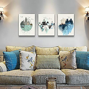 Abstract Mountain in Daytime Canvas Prints Wall Art Paintings Abstract Geometry Wall Artworks Pictures for Living Room Bedroom Decoration, 12x16 inch/piece, 3 Panels Home bathroom Wall decor posters
