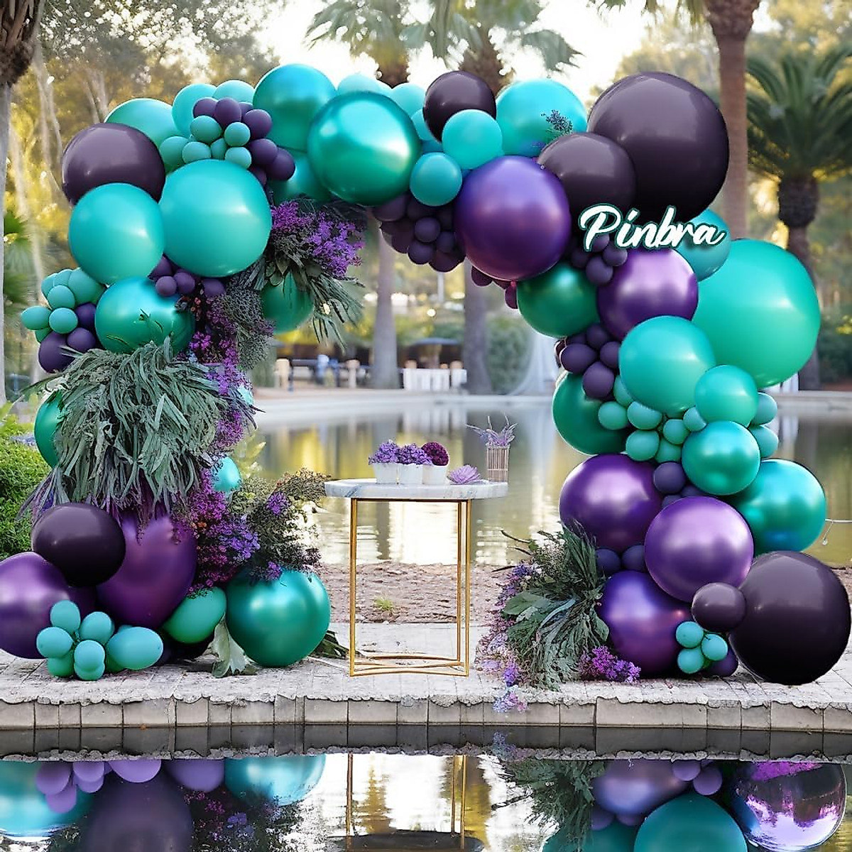 Purple Teal Balloon Garland Double Stuffed Dark Purple Blue Turquoise Green Metallic Latex Balloons Lavender Lilac Mermaid Balloon Arch Kit For Birthday Wedding Bridal Baby Shower Party Decoration