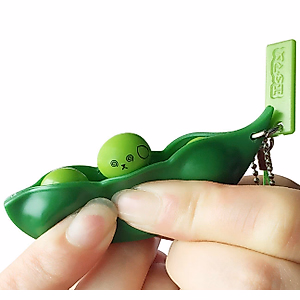Acerich 6 Pack Edamame Keychain Fidget Toys - Squeeze-a-Bean Puchi Puti Mugen Keyring Pea Keychain Soybean Toys Gift