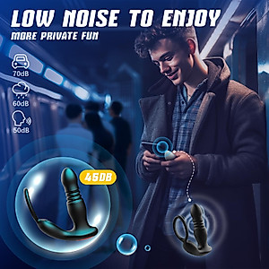 BEISAR Prostate Massager Anal Vibrator Thrusting Vibrating 7 Modes with Cock Ring Anal Plug Anal Sex Toys P Spot Massager Male Sex Toys for Men Anal Beads Women and Couples Waterproof Remote Control