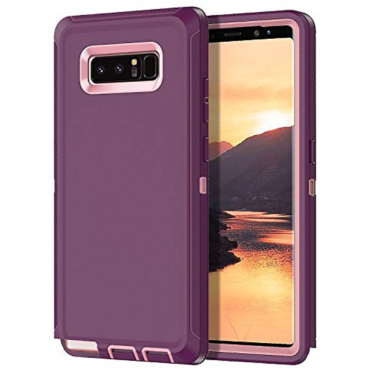 I-HONVA for Galaxy Note 8 Case Shockproof Dust/Drop Proof 3-Layer Full Body Protection [Without Screen Protector] Rugged Heavy Duty Durable Cover Case for Samsung Galaxy Note 8, Purple/Pink