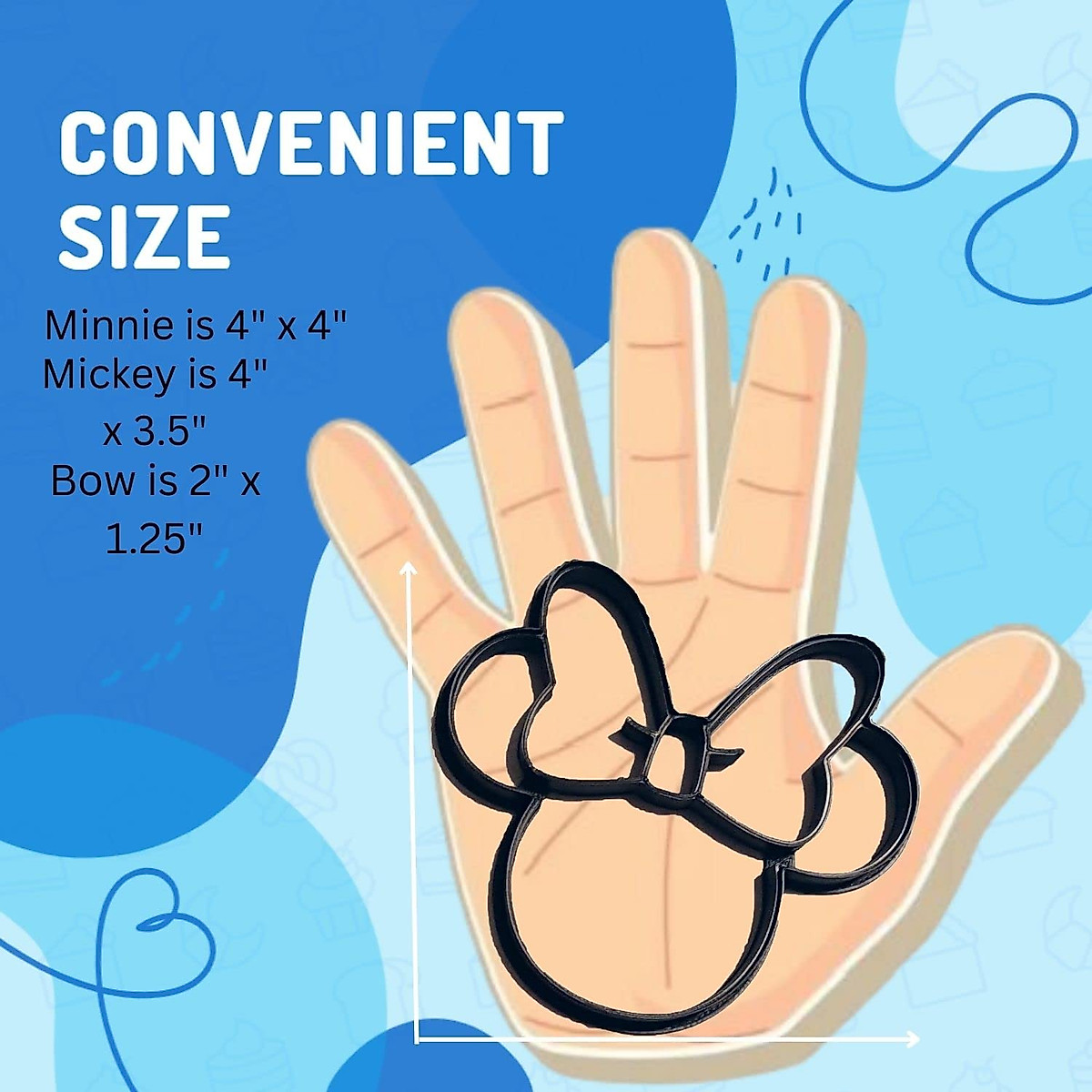 MOUSE COOKIE CUTTERS. Inspired By Mickey Head and Minnie Mouse Face Cartoon Characters with Red Hair Bow Cookie Cutters Made in USA (3 Pack)