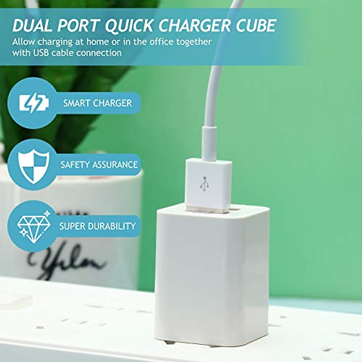 12 Pieces USB Wall Plugs USB Charger Blocks Charging Blocks for Wall Outlet 2.1a Dual Port USB Wall Plug Fast Charging for Most Smartphones and Tablets (White)