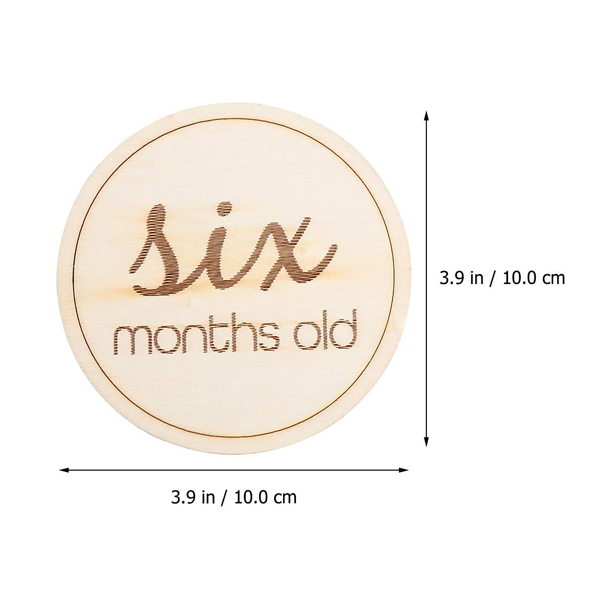 Tomaibaby Baby Monthly Milestone Cards 12pcs, 10x10x0.3cm Round Numbers Shower Gift Wooden Baby Birth Announcement Card Record Month Set Discs Photography Props - Round English Letter