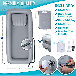 Circa Air Portable Bath Tubs Adults - Medical Inflatable Tub for Bedridden, Handicap, Elderly, Disabled Patients, Collapsible Bathtub System for Elderly Care, Full Bodywash & Hair Washing in Bed