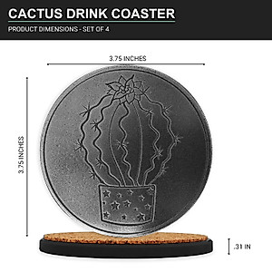 Questech Décor Coasters, Rustic Farmhouse Hosting Housewarming Gift Idea, Coasters for Coffee Table with Protective Cork Backer, Decorative Cactus Garden Design, Wrought Iron Finish, Set of 4